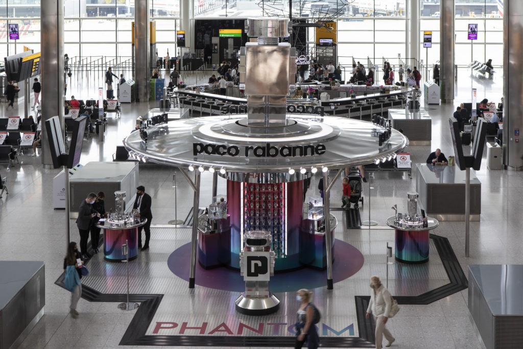 Phantom pop-up: Puig and JCDecaux unveil futuristic Paco Rabanne activation at Heathrow Airport ...