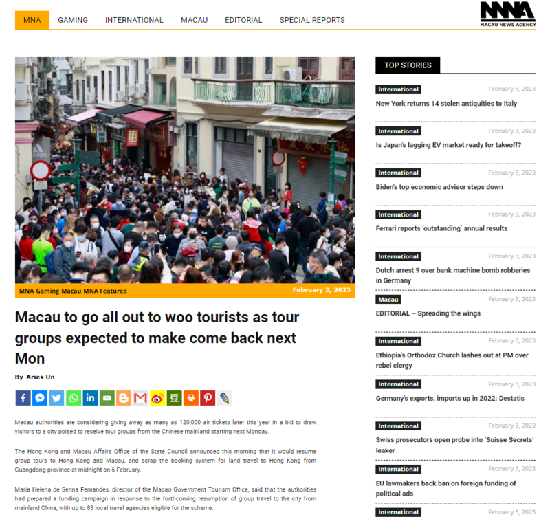 Macau accelerates tourism drive with offer of 120,000 free air tickets ...